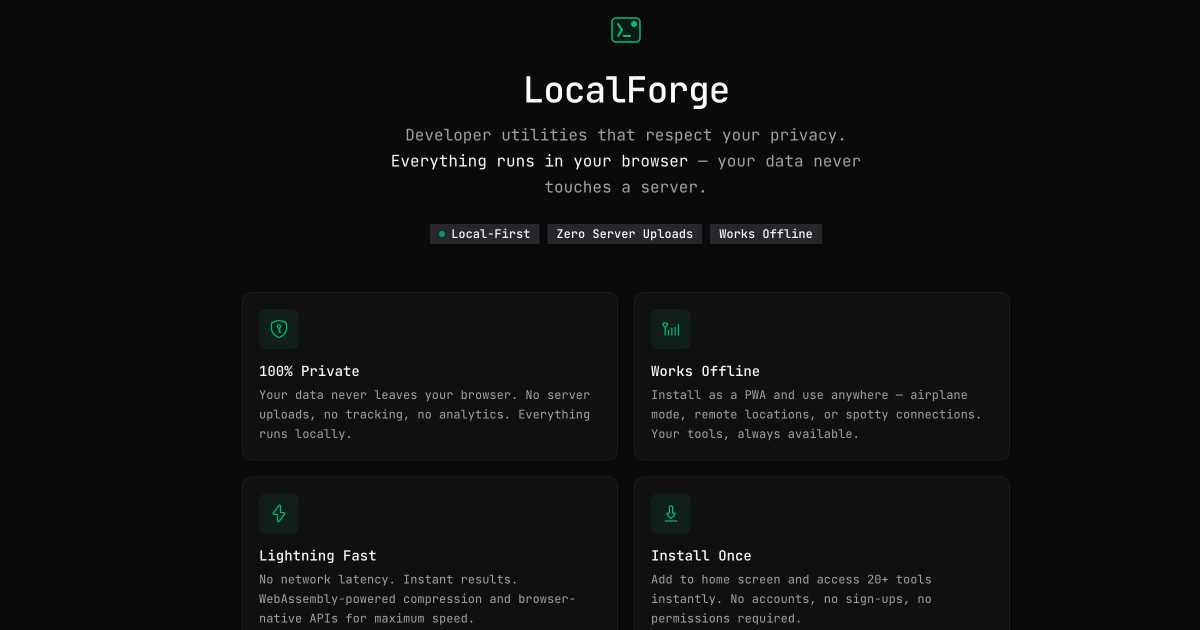 LocalForge — Privacy-First Developer Utilities